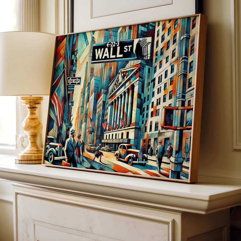 Wall Street Cubism Wall Art Print, Manhattan Financial District Travel ...