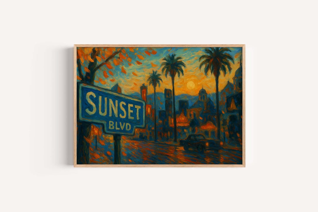 Sunset Blvd Fall Art Print – Vintage Los Angeles Scene - Etsy