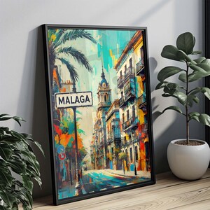 Málaga Spain Art Print: Vibrant Cityscape Travel Poster - Etsy