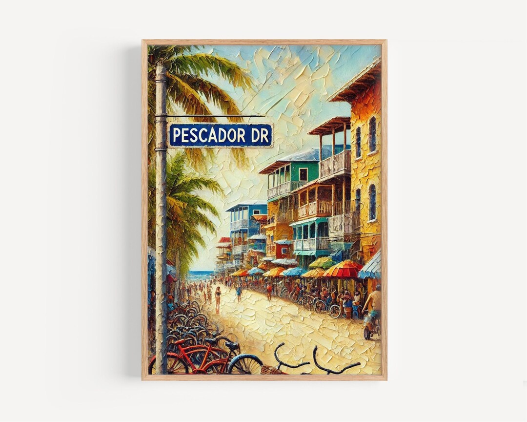 San Pedro Belize Street Sign Print: Tropical Island Coastal Decor - Etsy