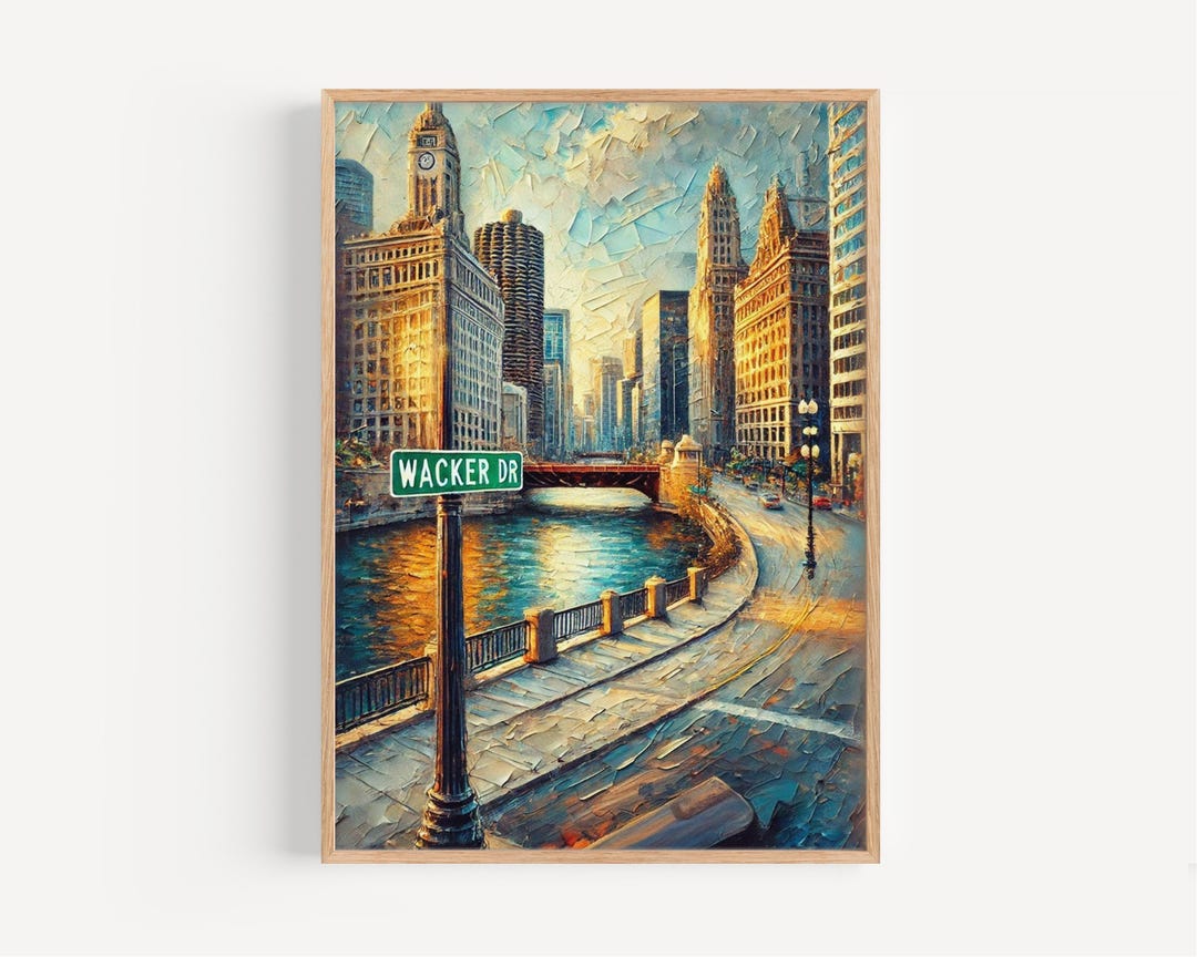 Chicago Wacker Drive Wall Art, Travel Print & Poster, Illinois Artwork ...