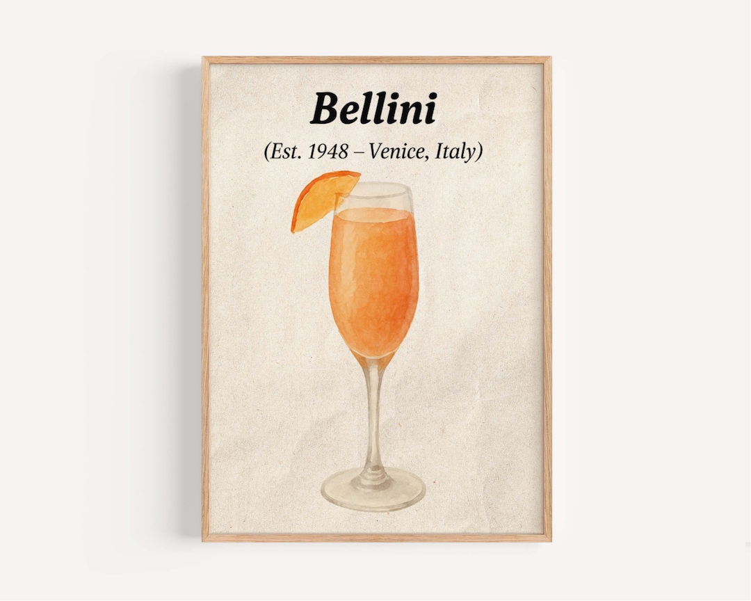 Bellini Cocktail Art Print: Vintage Venice Bar Decor - Etsy
