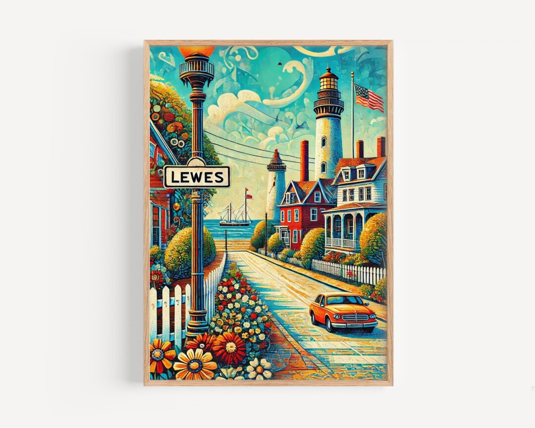 Wall Art Lewes Delaware Print Travel Poster USA Souvenir Home Decor ...