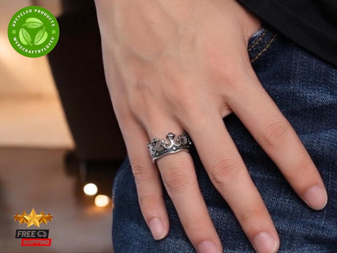 Men's Crown Design Ring Vintage-inspired Trendy Stackable Jewelry ...