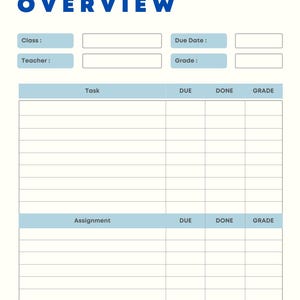Student Schedule & Project Planner Printable | Elegant Class Organizer ...