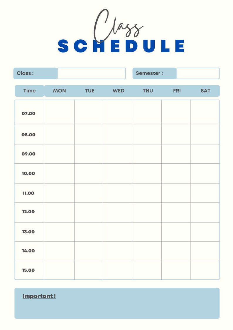 Student Schedule & Project Planner Printable | Elegant Class Organizer ...