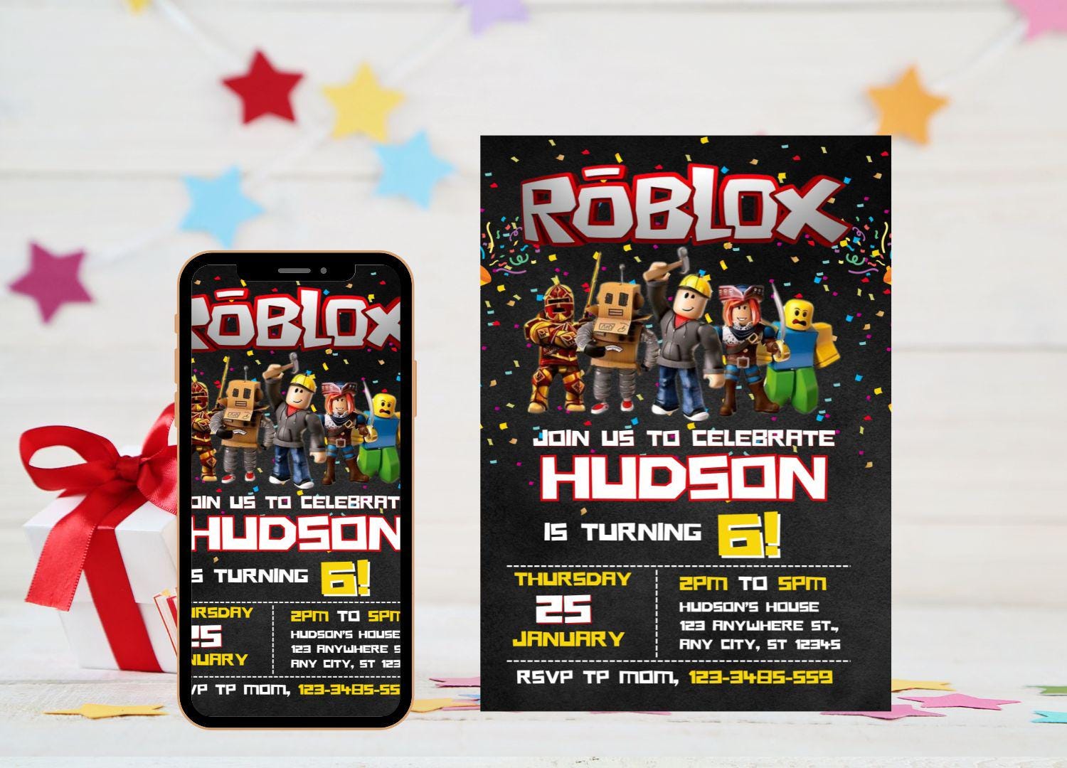 Roblox Boys Birthday Invitation Template, Game Party, Kids Roblox ...