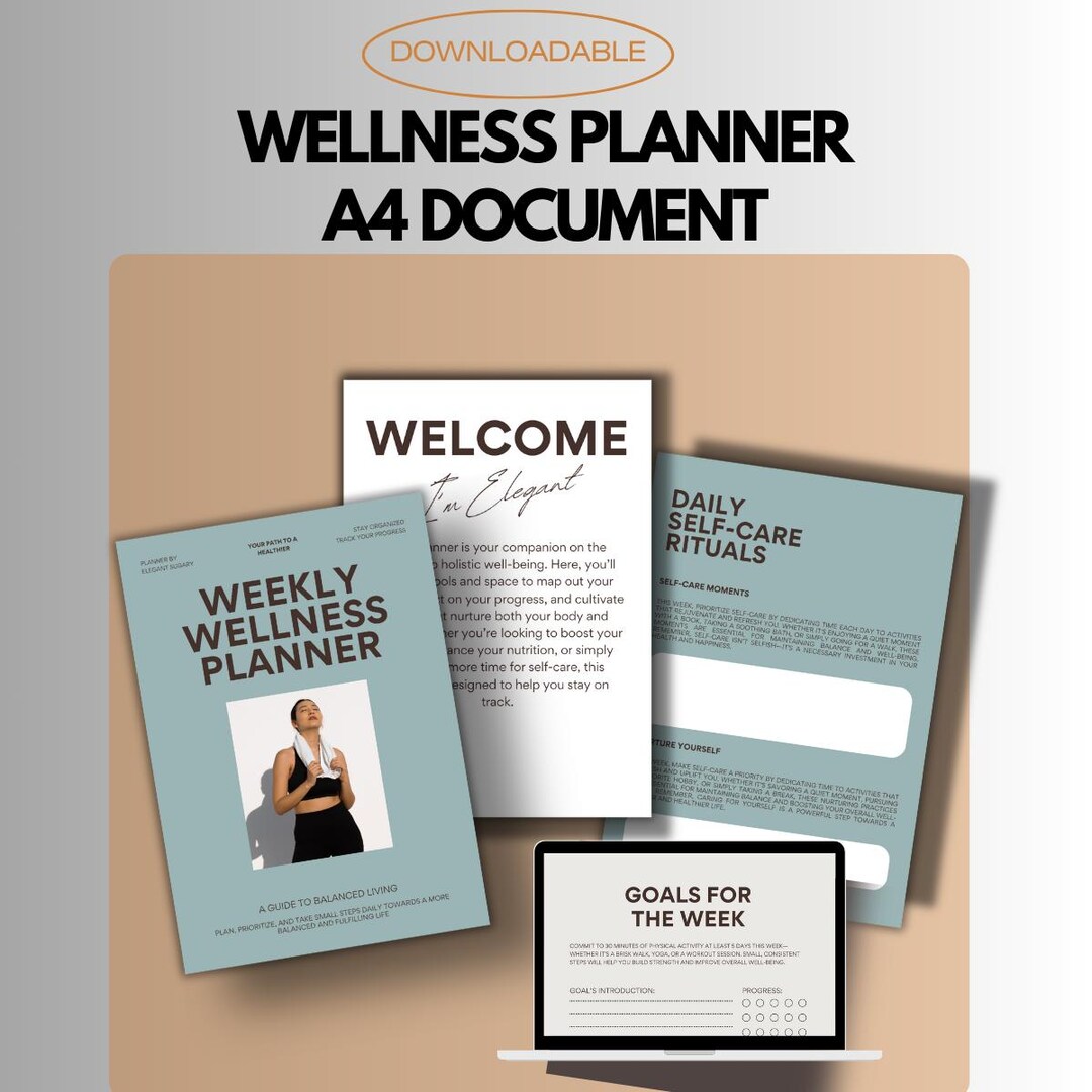 Printable Weekly Wellness Planner A4 PDF | Weekly Health & Self-care ...