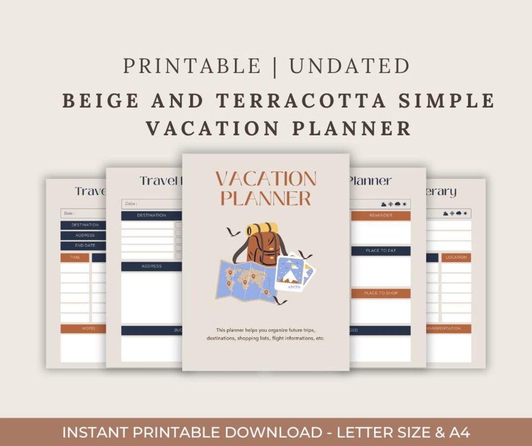 Vacation Planner Printable: Trip Organizer PDF (instant Download) - Etsy