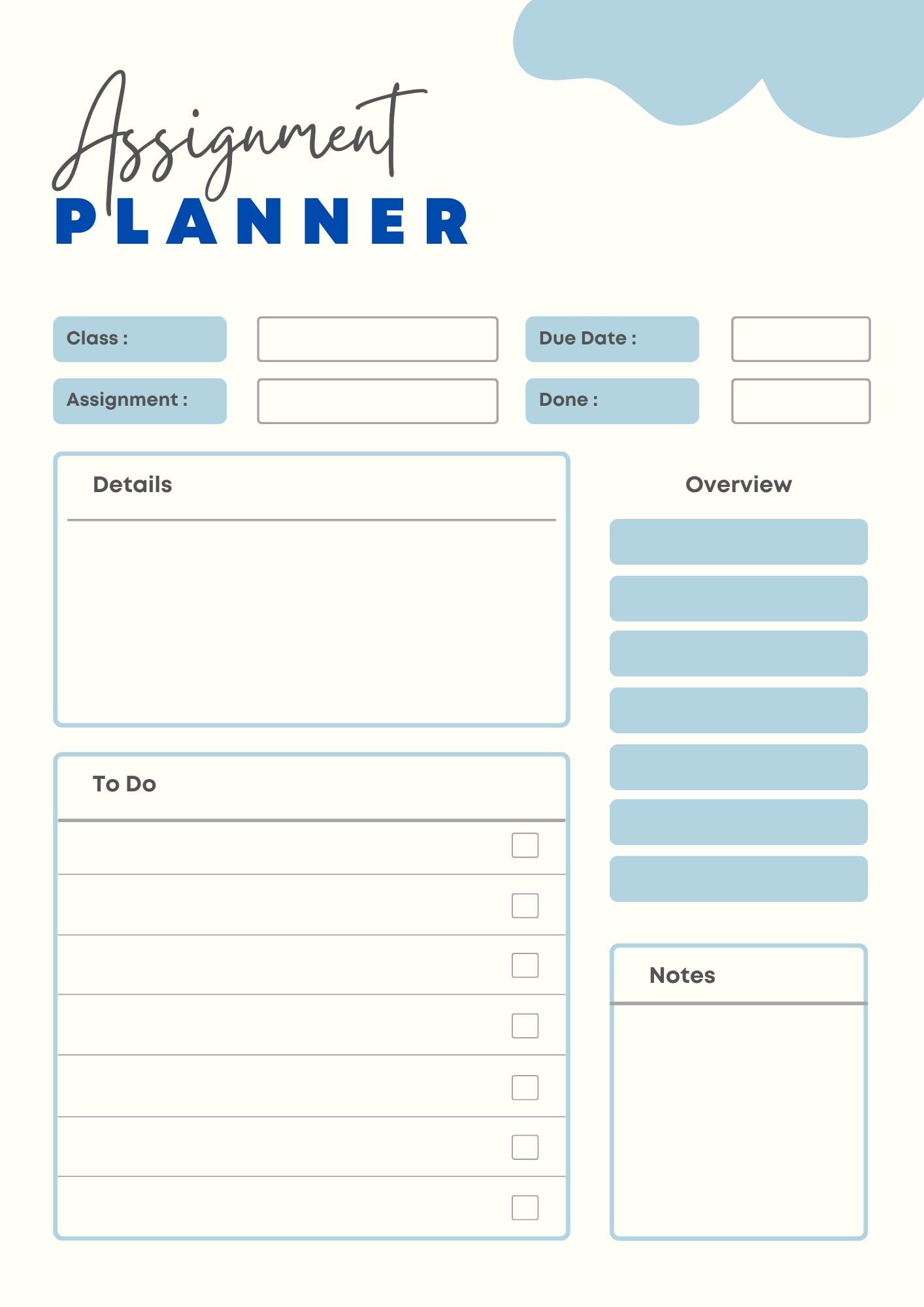 Student Schedule & Project Planner Printable | Elegant Class Organizer ...