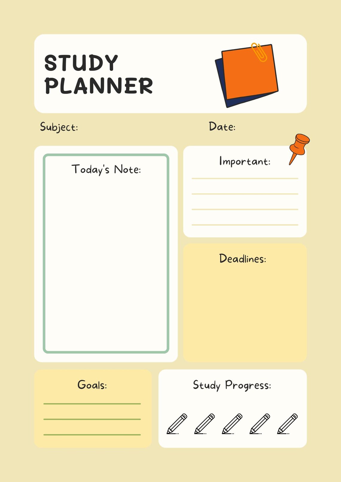 Printable Student Study Planner: Undated School Organizer (digital ...