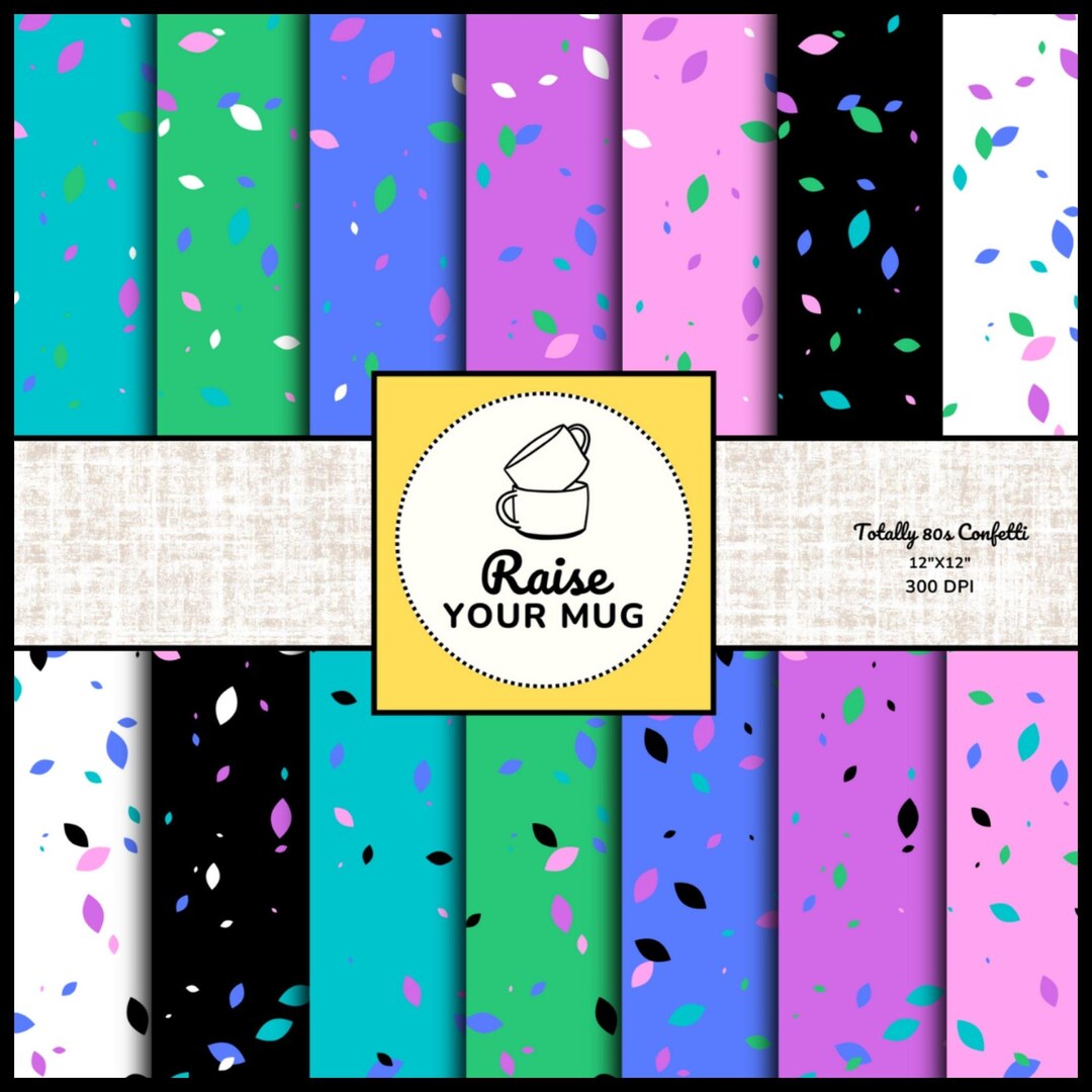 Totally 80s Confetti Digital Paper Scrapbook Retro Backgrounds Neon ...