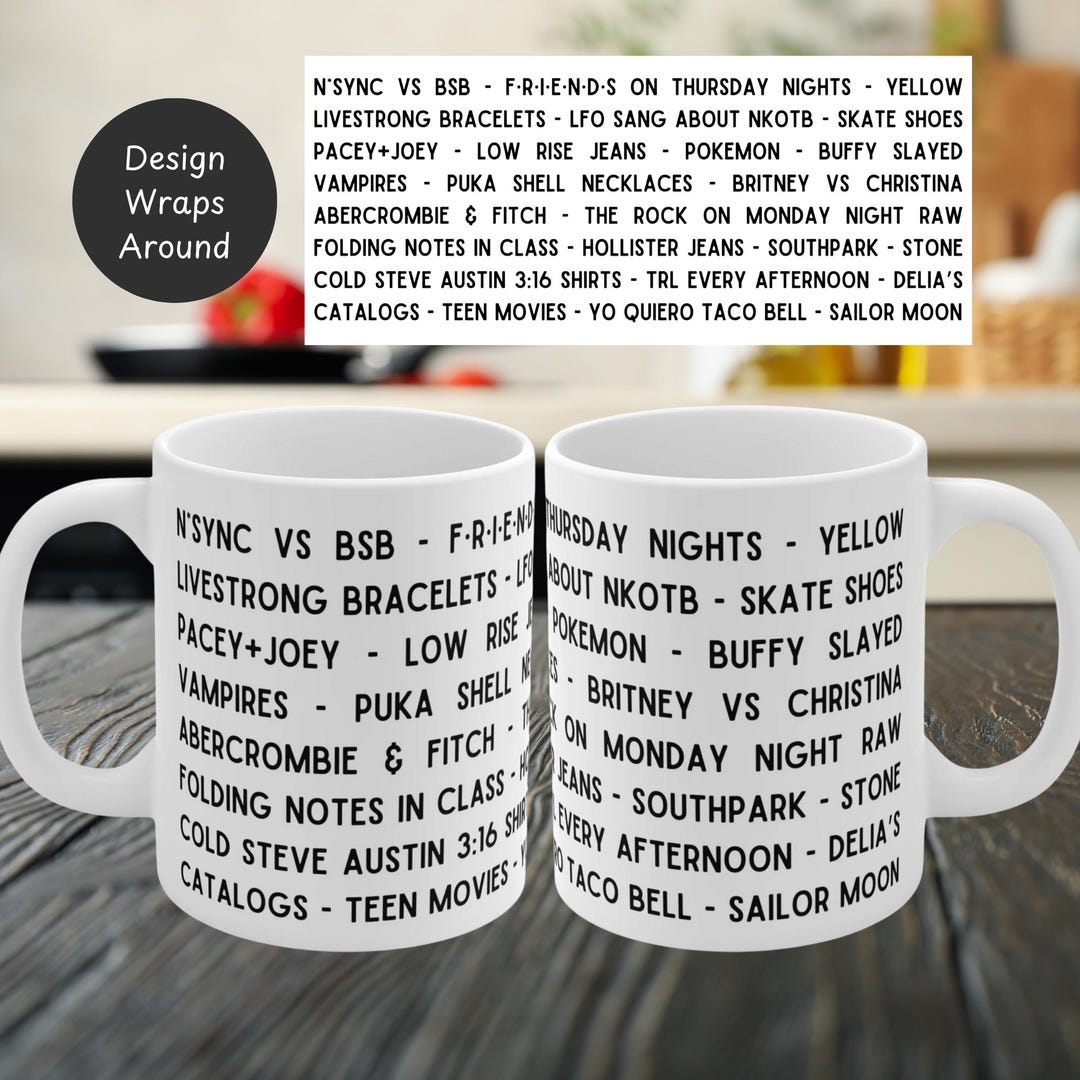 Nostalgic Mug, 90s and 2000s Throwback, Y2K Style, Pop Culture Coffee ...