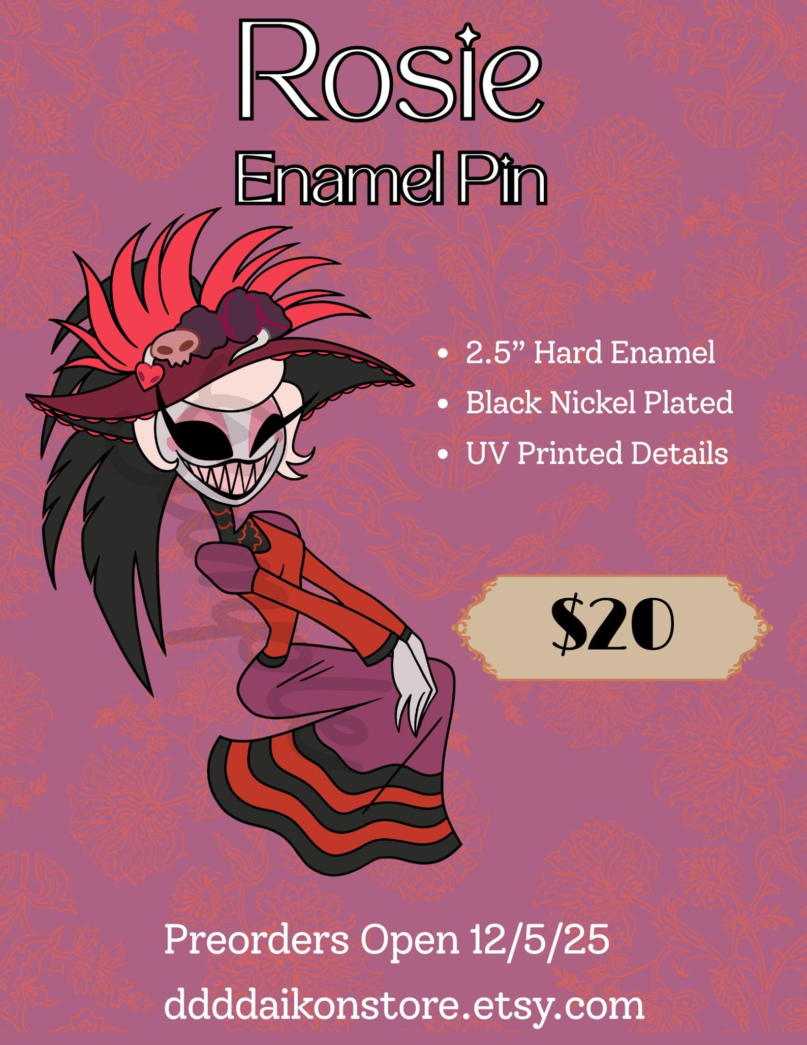 Hazbin Hotel Enamel Pin Rosie - Etsy