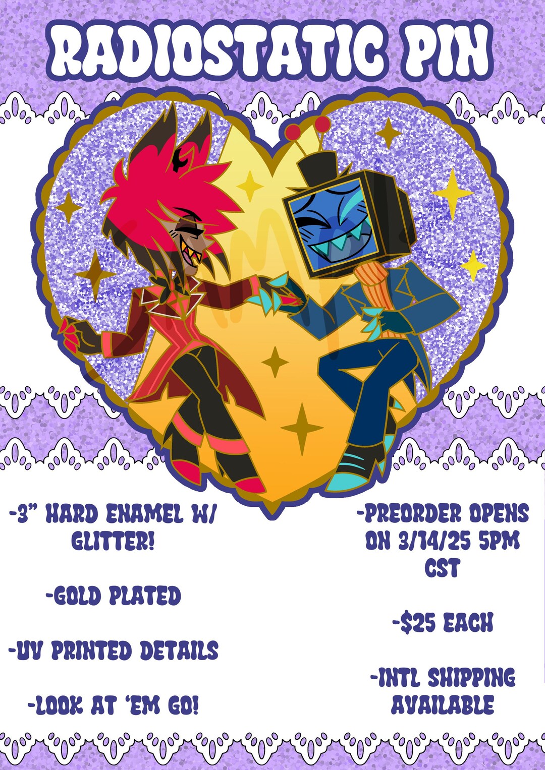 Hazbin Hotel Radiostatic Chibi Dance Pin Vox Alastor PREORDER - Etsy