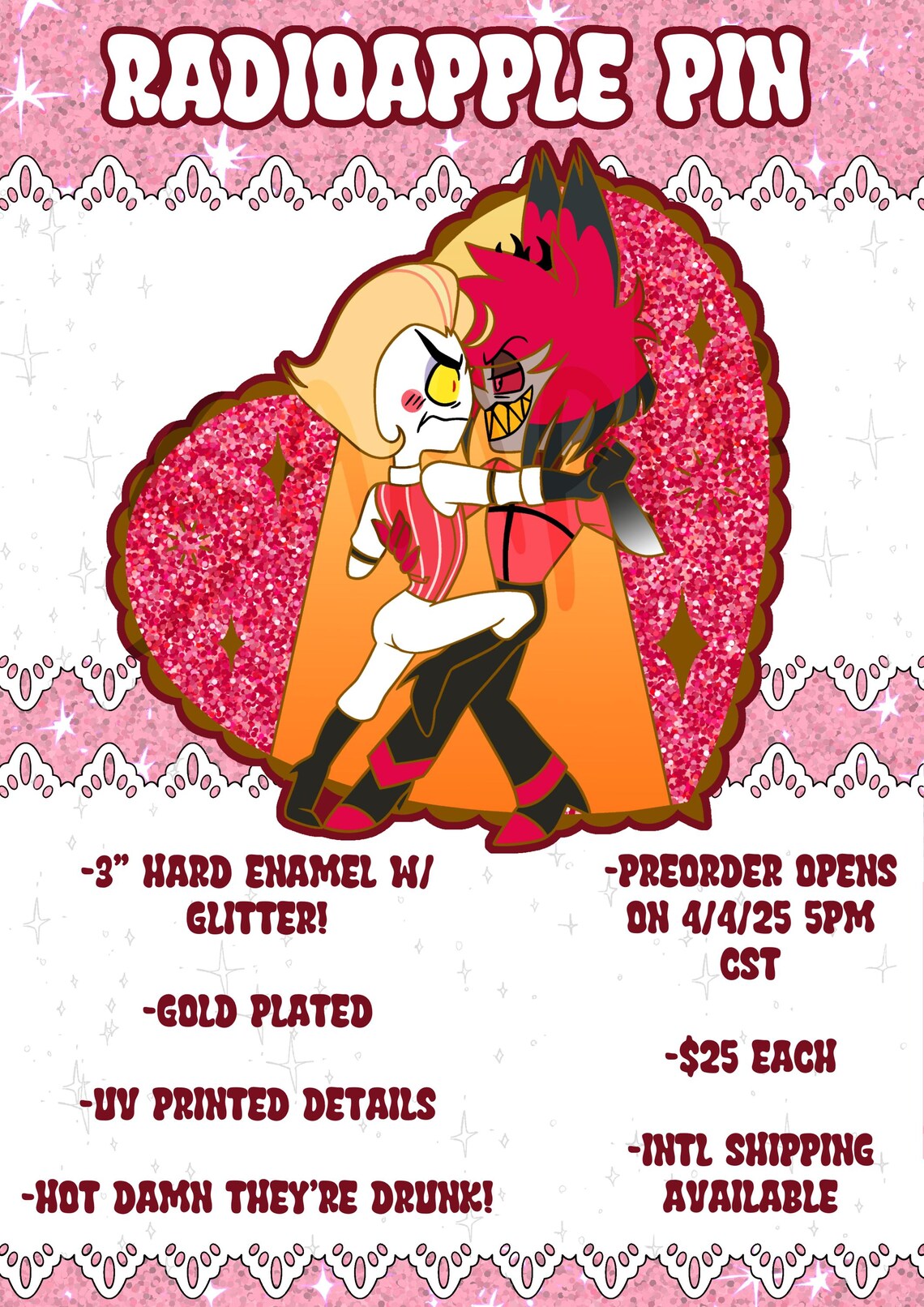 Hazbin Hotel Radioapple Chibi Dance Pin Lucifer Alastor IN STOCK - Etsy