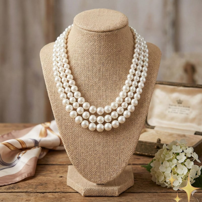 3 Row Faux Pearl Choker - Etsy