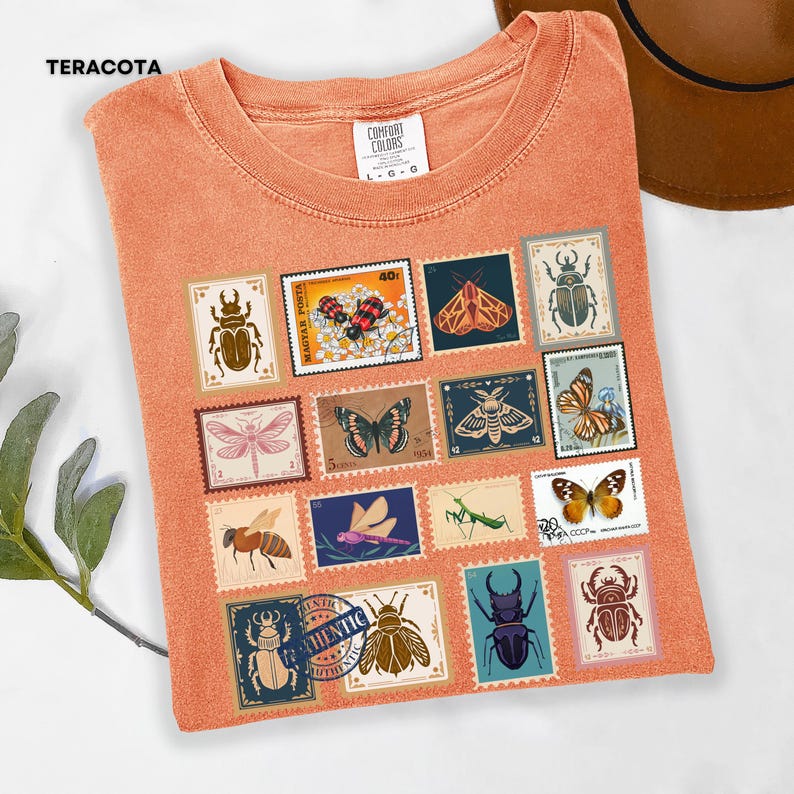 Vintage Insect Stamps Shirt Bug Lover Tee Entomology Shirt Nature ...