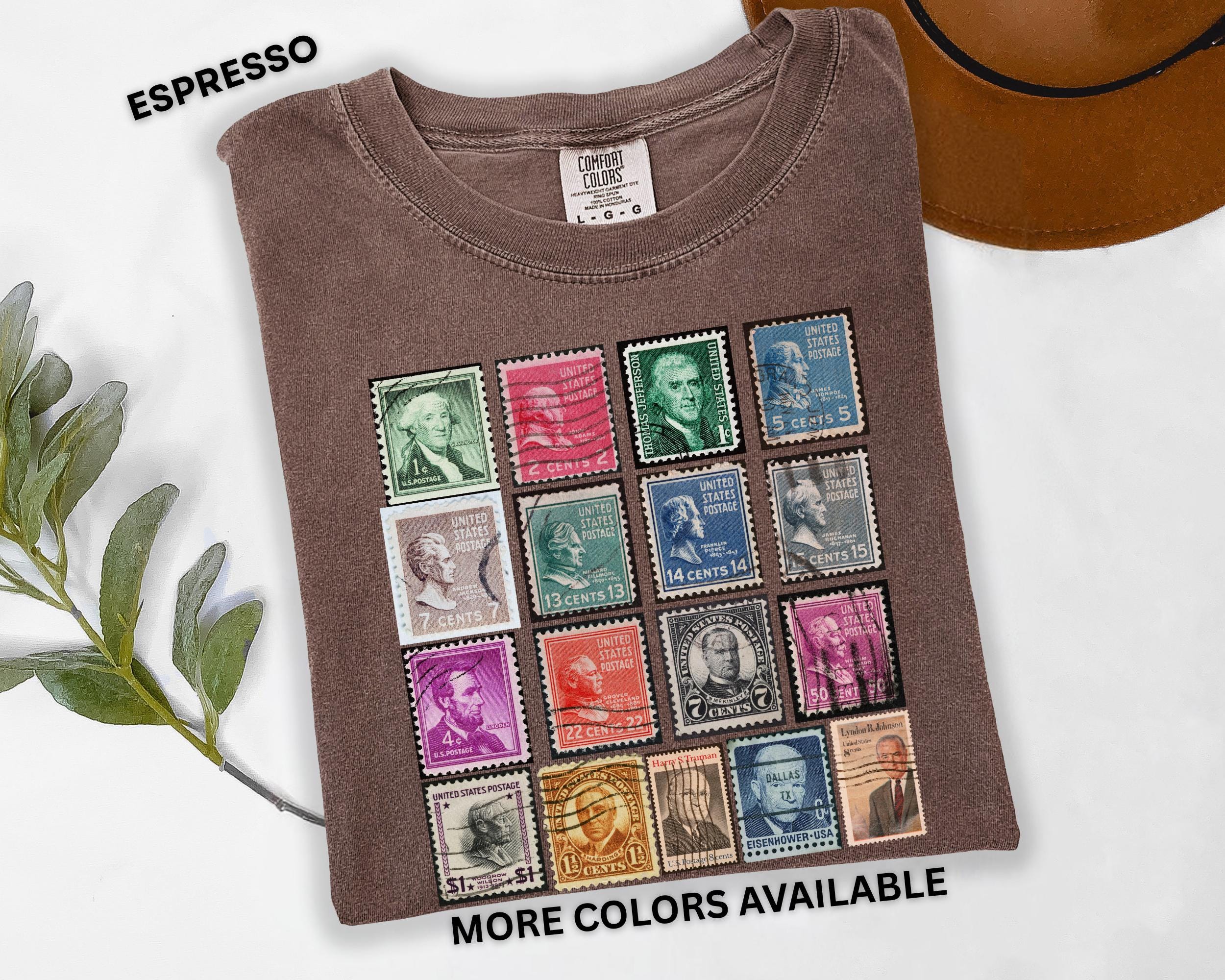 Vintage U.S. Presidents Postage Stamp Shirt Colorful American History ...