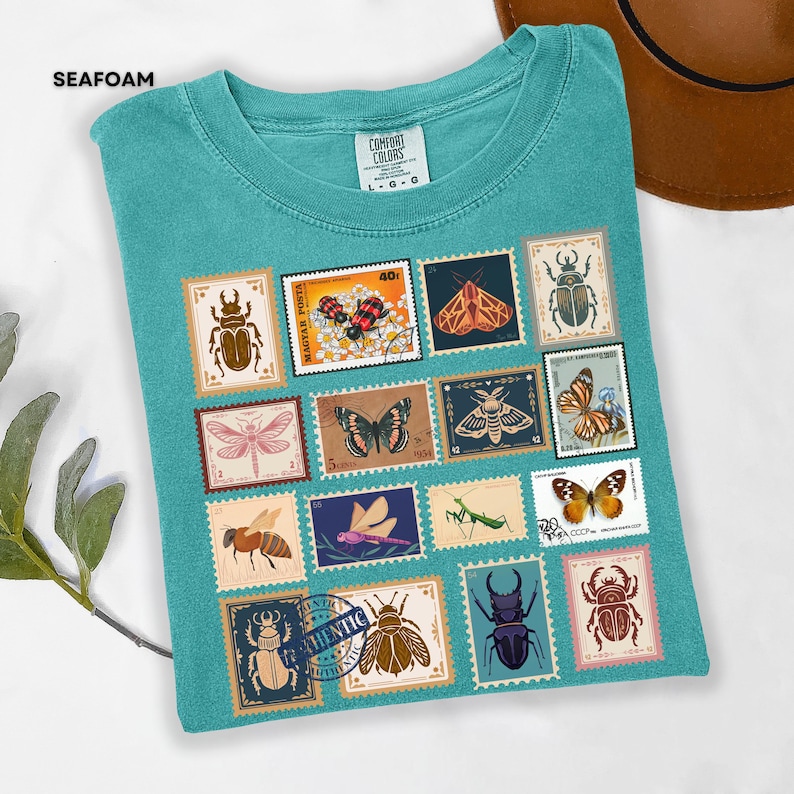 Vintage Insect Stamps Shirt Bug Lover Tee Entomology Shirt Nature ...