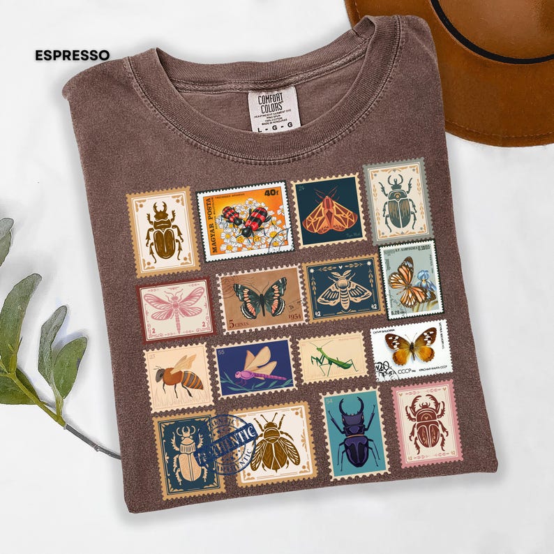 Vintage Insect Stamps Shirt Bug Lover Tee Entomology Shirt Nature ...