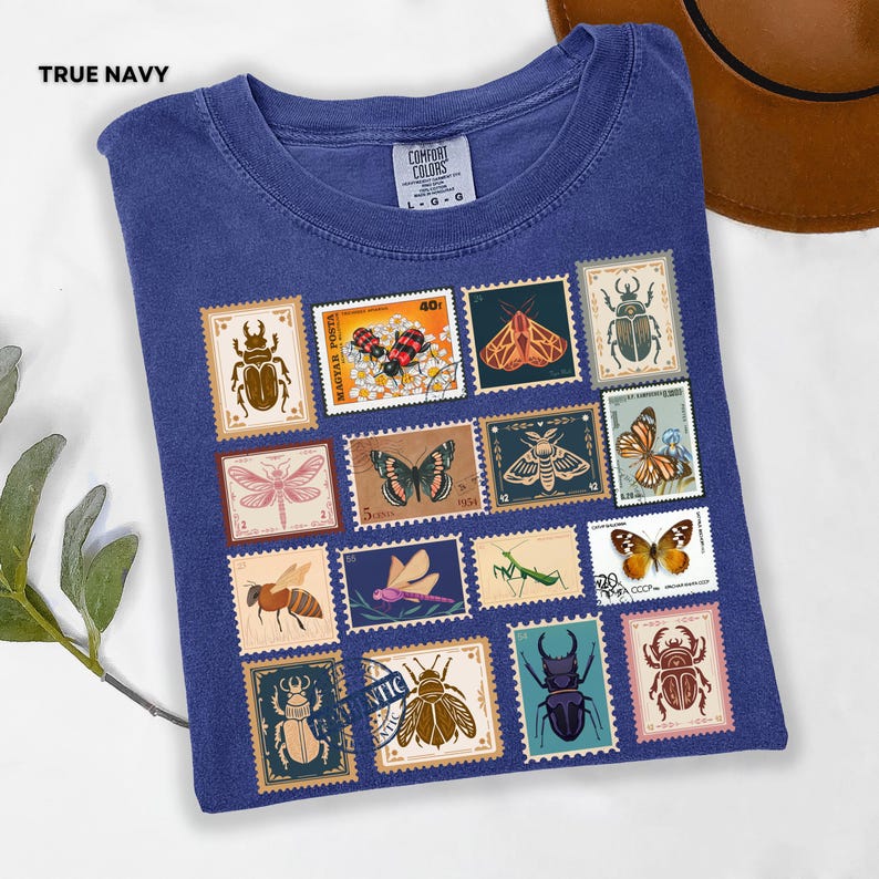 Vintage Insect Stamps Shirt Bug Lover Tee Entomology Shirt Nature ...