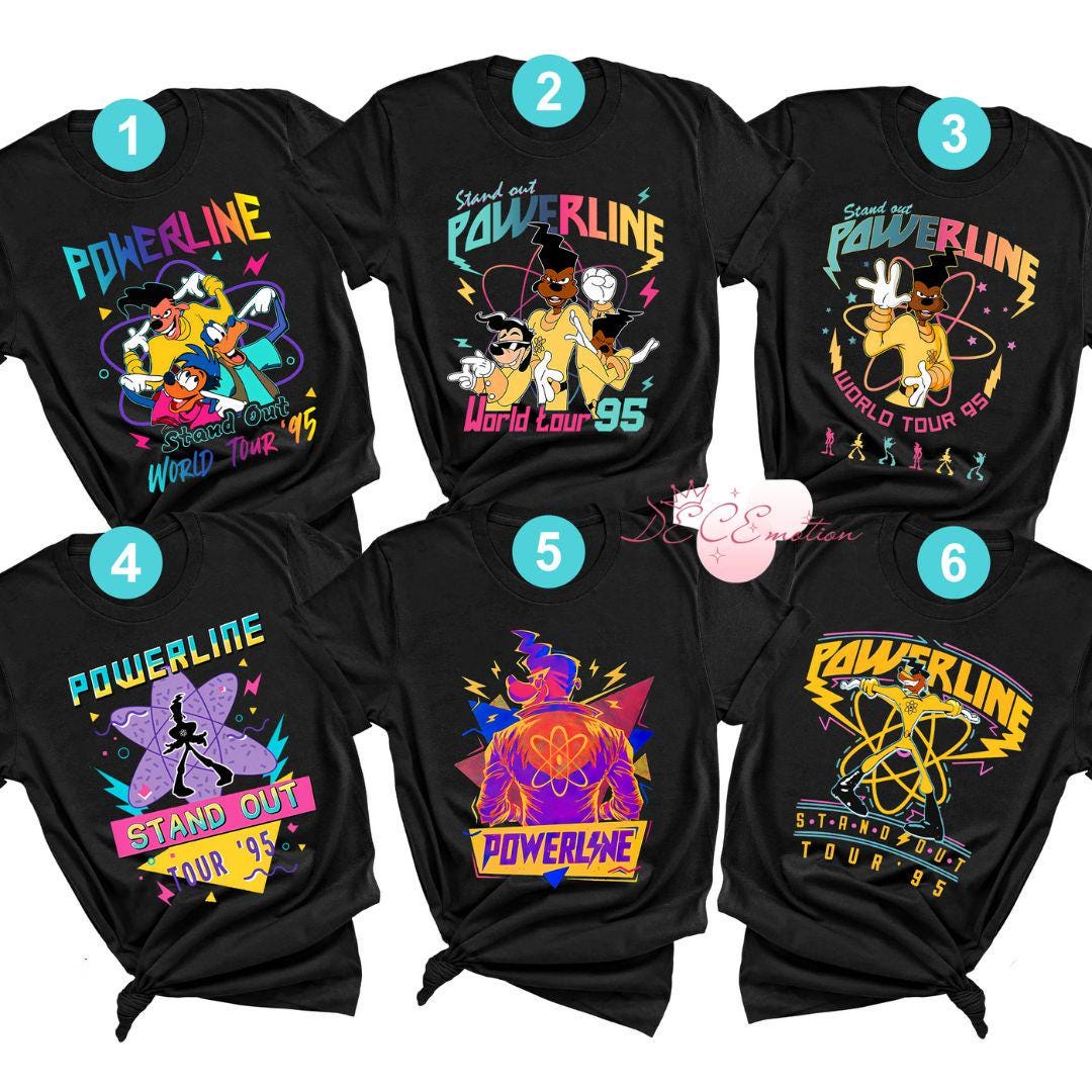 Retro A Goofy Movie Disney Powerline Stand Out Tour 95 Shirt, Max Goof ...