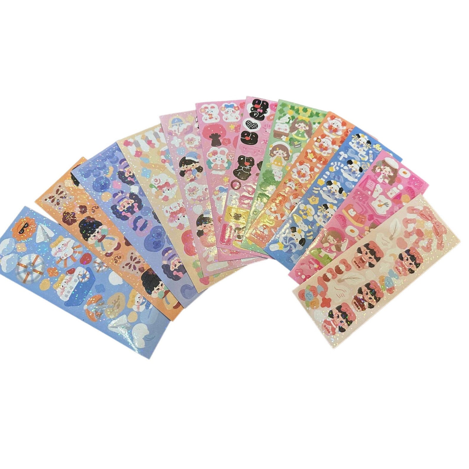 Korean Sticker Sheets Kawaii Deco Holographic Laser Cut 12pcs - Etsy