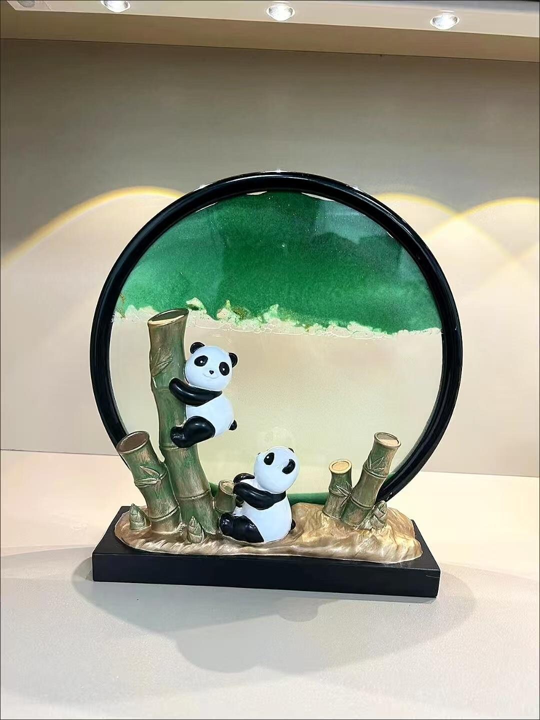 Panda Quicksand Painting Ornaments Hourglass Wine Cabinet TV Cabinet ...