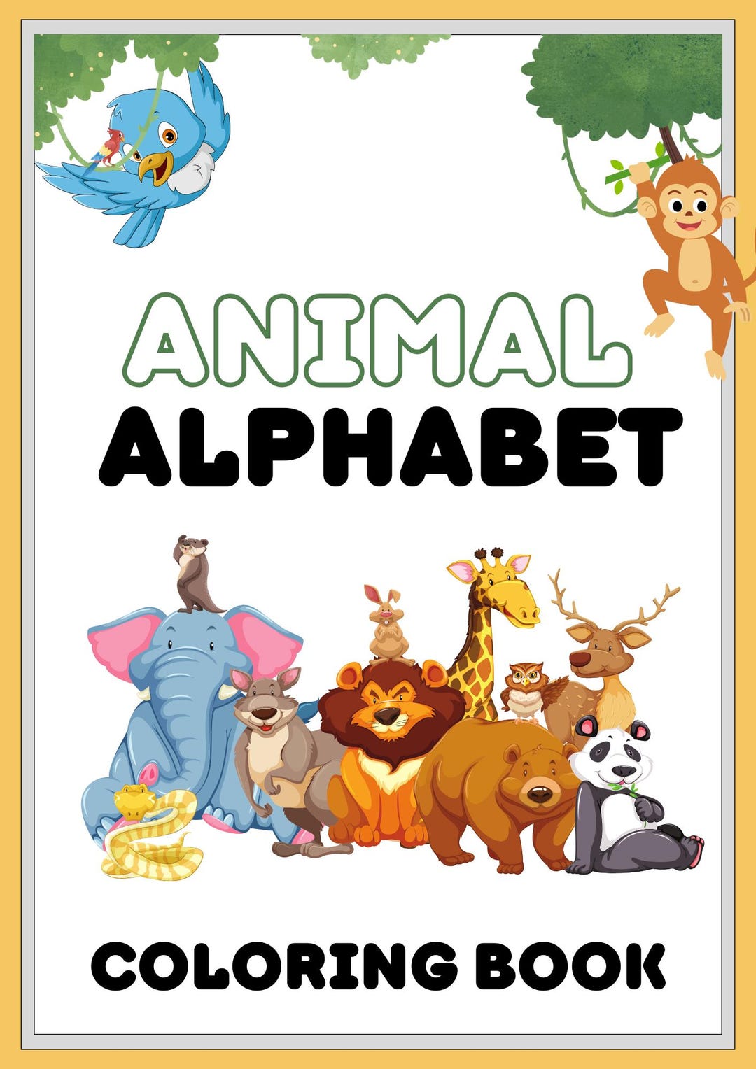 Animal Alphabet Tracing and Coloring Book - Etsy