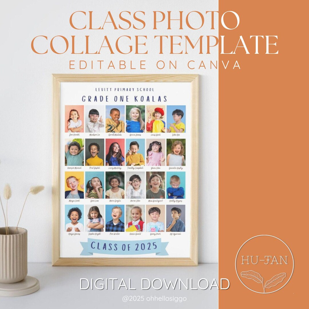 School/class Photo Collage Template PORTRAIT [CANVA] - Etsy