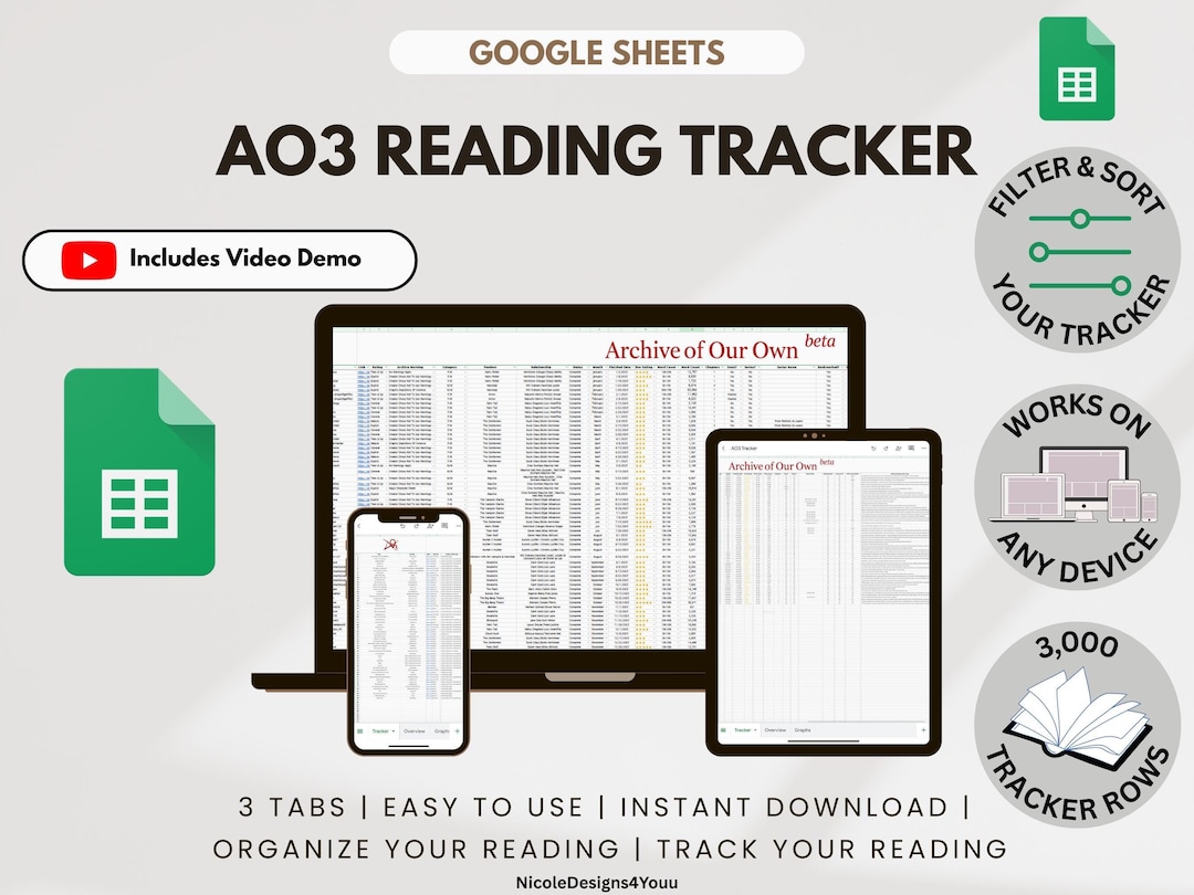 AO3 Reading Tracker | Google Sheets | Digital Fanfiction Tracker ...