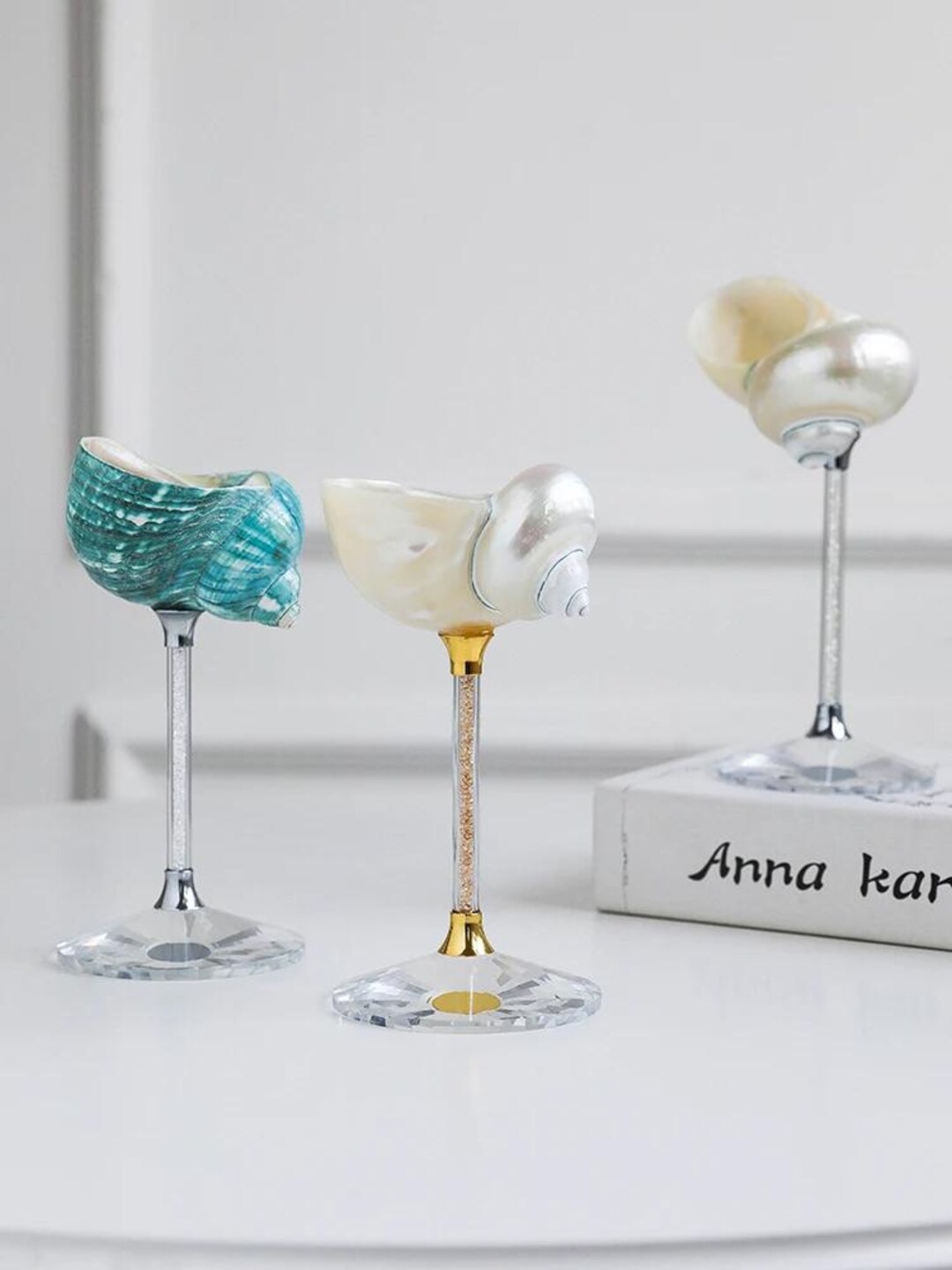 Gold Natural Conch Scallop Shell Glasses, Light Luxury Decorative ...