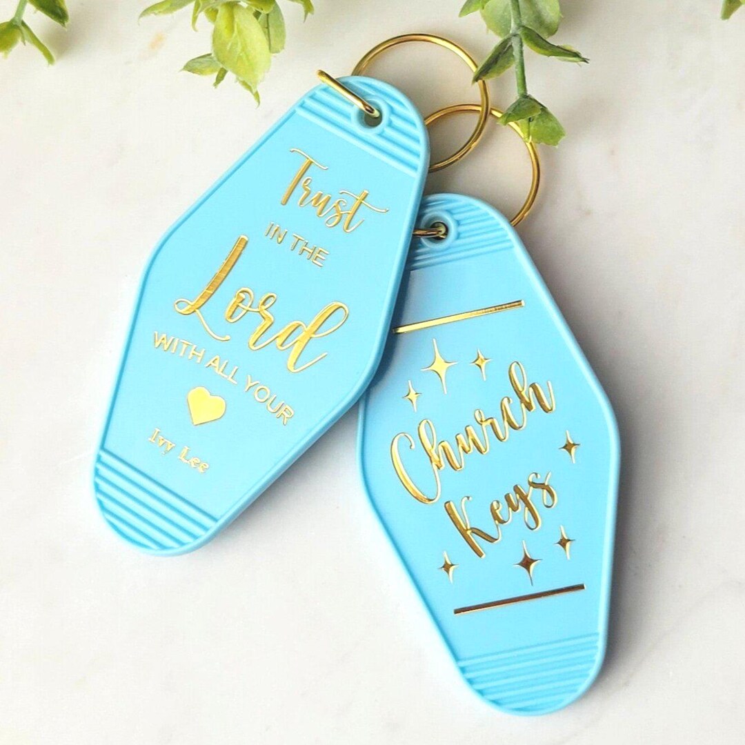 Church Keys Retro Keychain, Trust in the Lord With All Your Heart Quote ...