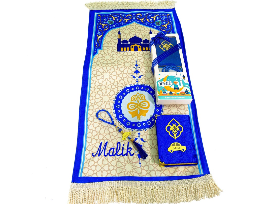 Personalized Kids Prayer Mat Gift Set for Boys, Quran Tasbih, Custom ...