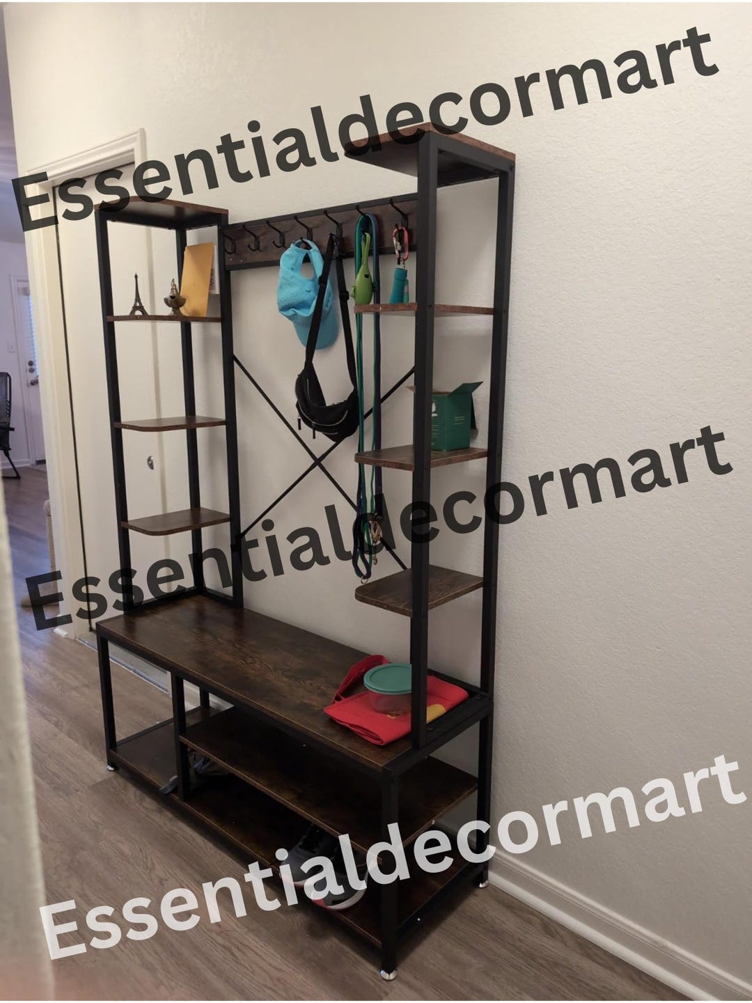 Wooden & Metal 5 in 1 Storage Rack | Shoe Rack | Coat Rack | Clothing ...