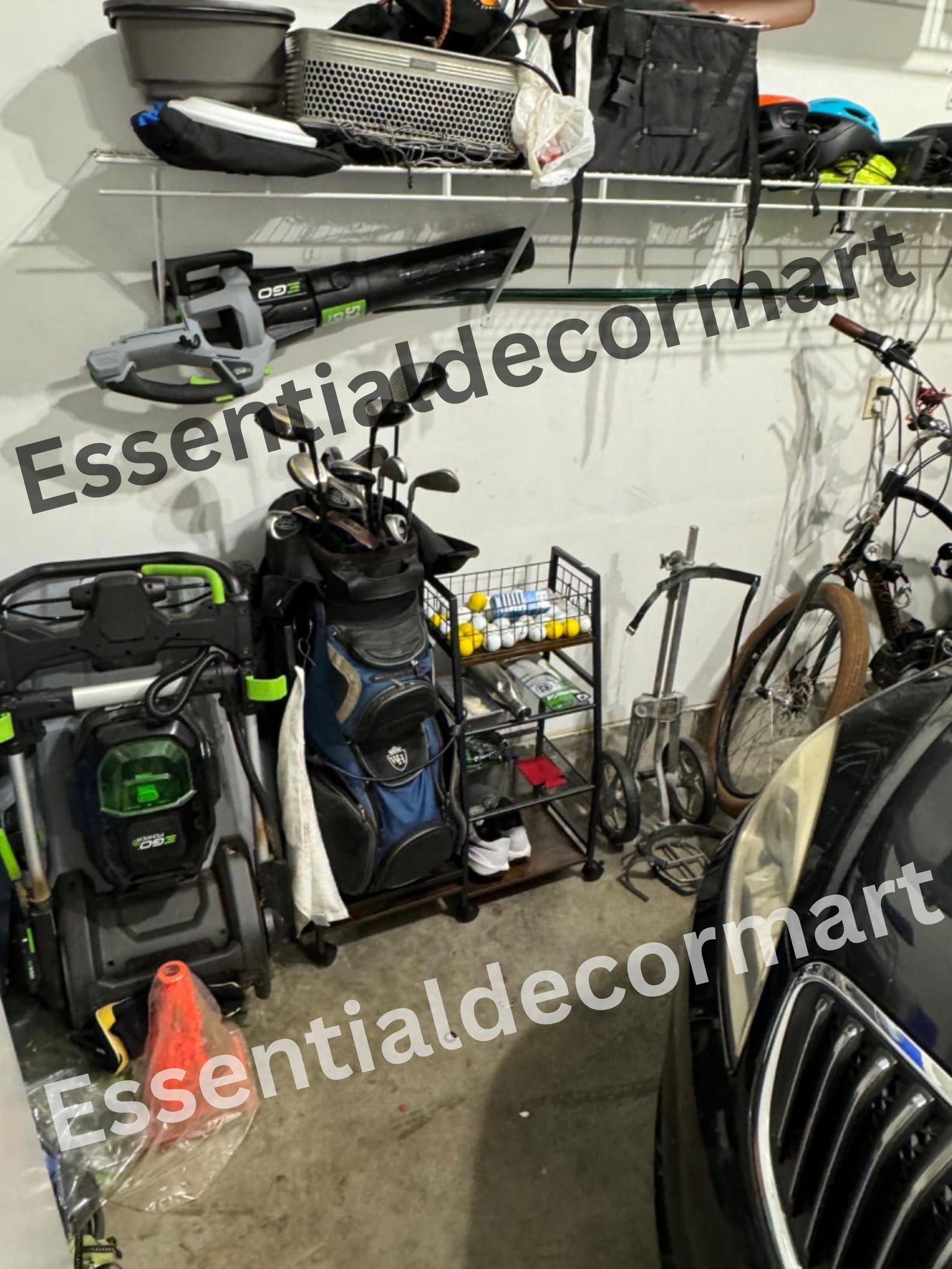 Metal Single Golf Bag Storage Rack With Wheels & 4 Hooks | Shoe Storage ...