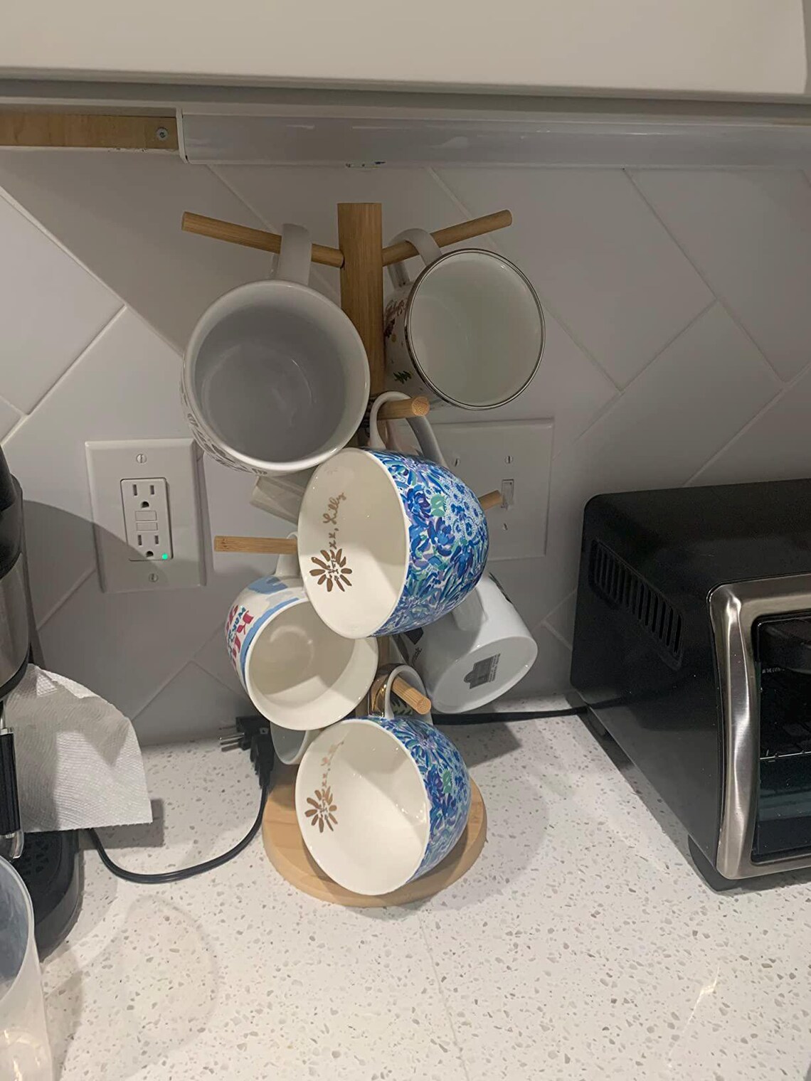 8 Hooks Coffee Mug Tree Stand | Wood Coffee Cup Holder | Mug Stand ...