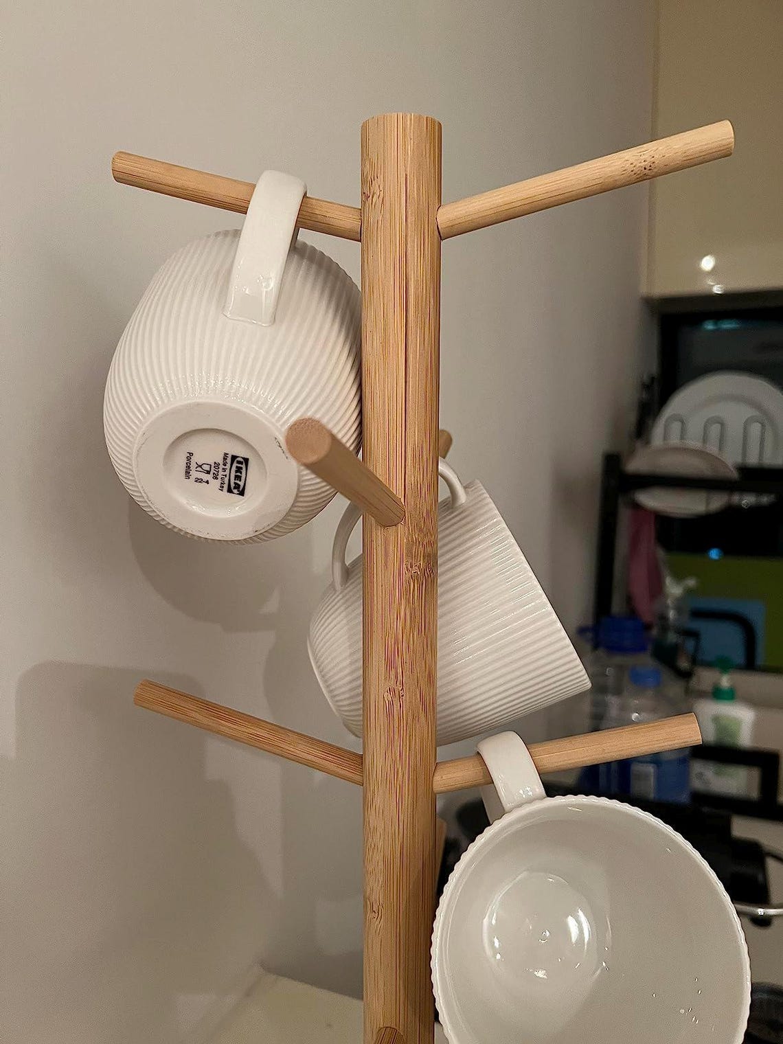 8 Hooks Coffee Mug Tree Stand | Wood Coffee Cup Holder | Mug Stand ...
