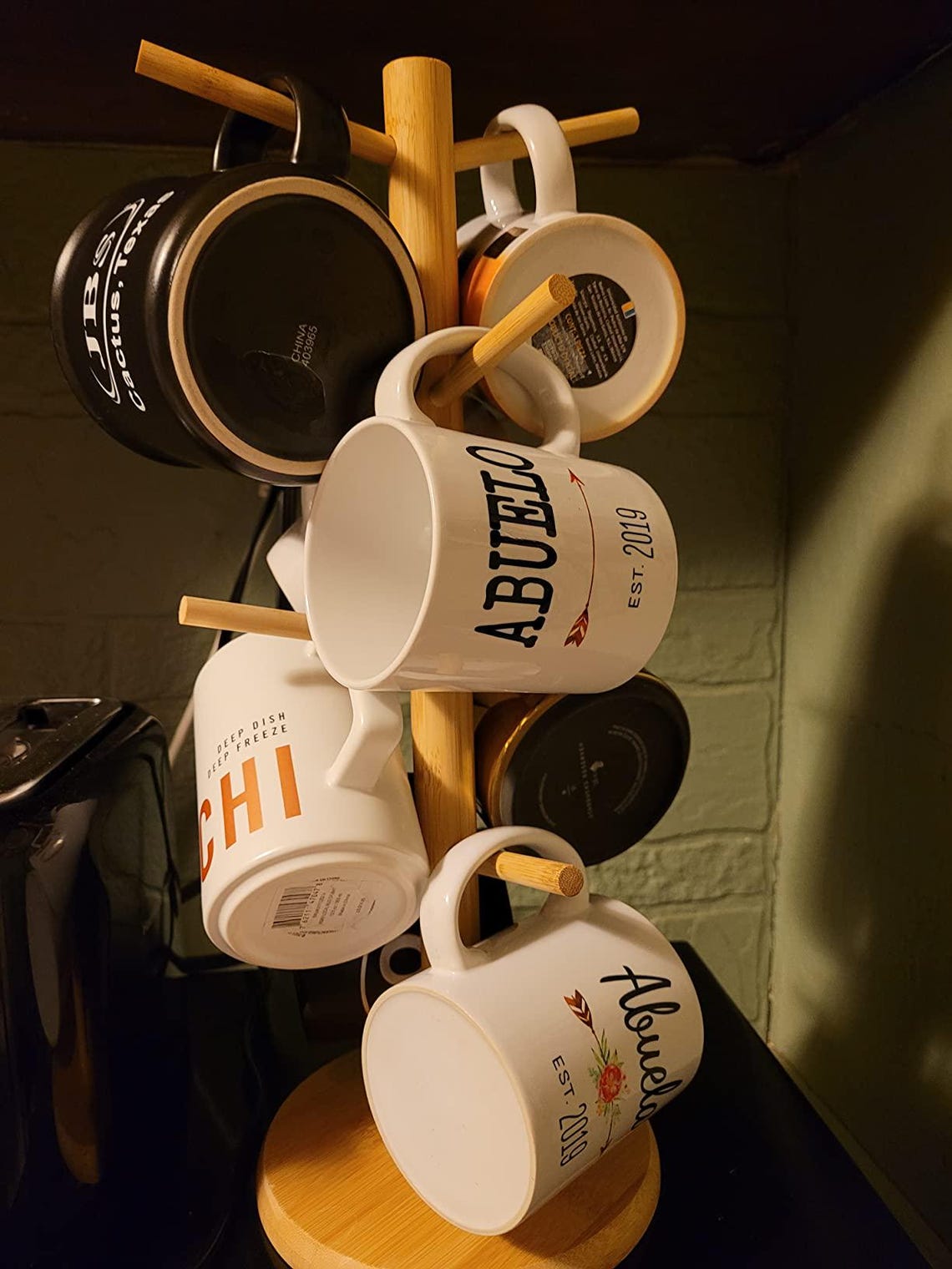 8 Hooks Coffee Mug Tree Stand | Wood Coffee Cup Holder | Mug Stand ...