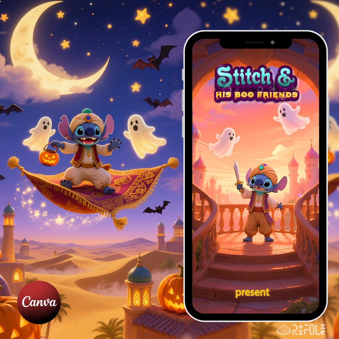 Stitch and His Boo Friends Halloween Birthday Video Invitation Arabian ...