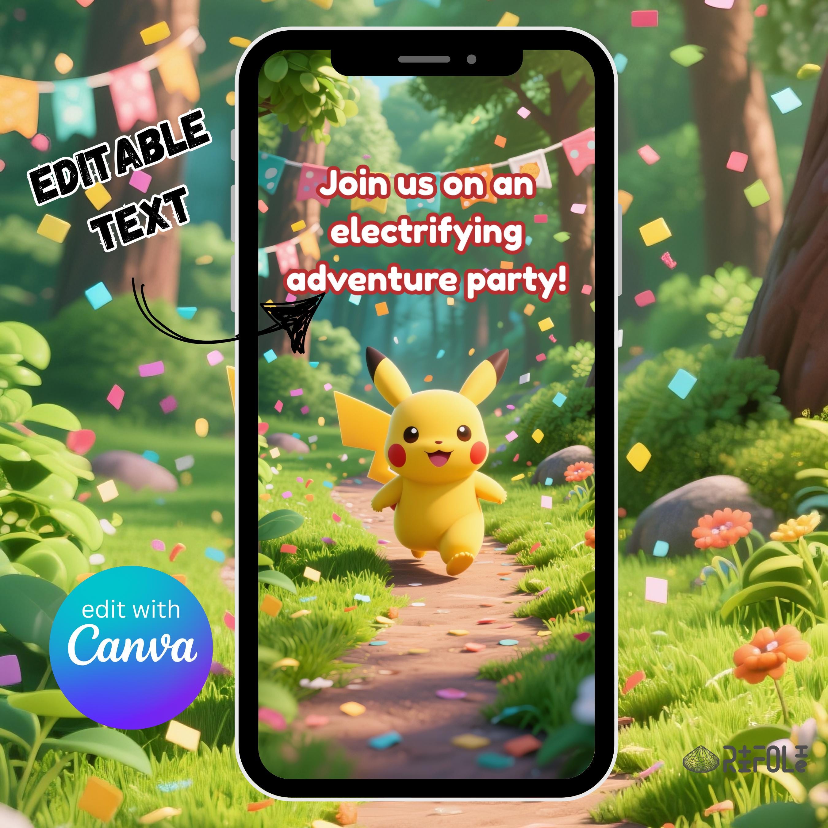 Pokemon Birthday Video Invitation Editable Template, Unique Pokemon ...
