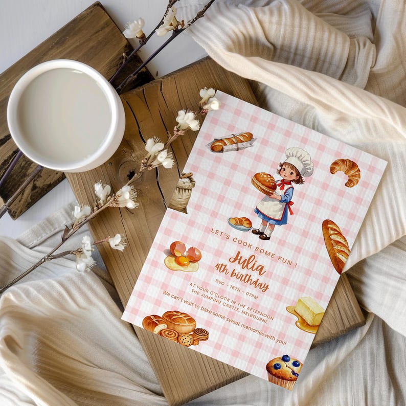 Custom Baking Birthday Card Invitation Personalized With Photo Editable ...