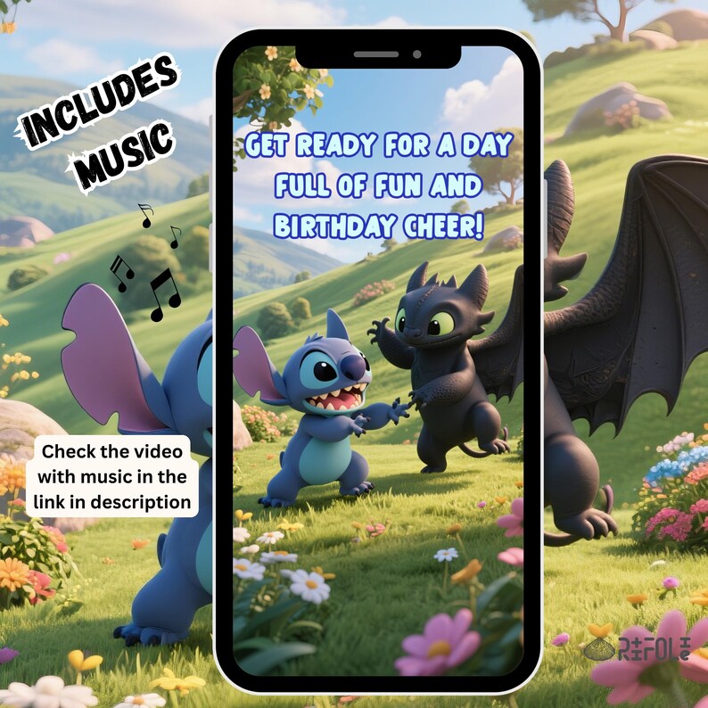 Stitch Invitation Toothless Invitation Stitch Night Fury Birthday Video ...