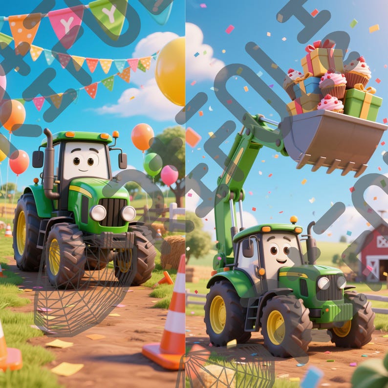 Tractor Birthday Video Invitation: Farm Theme, Editable Canva Template ...
