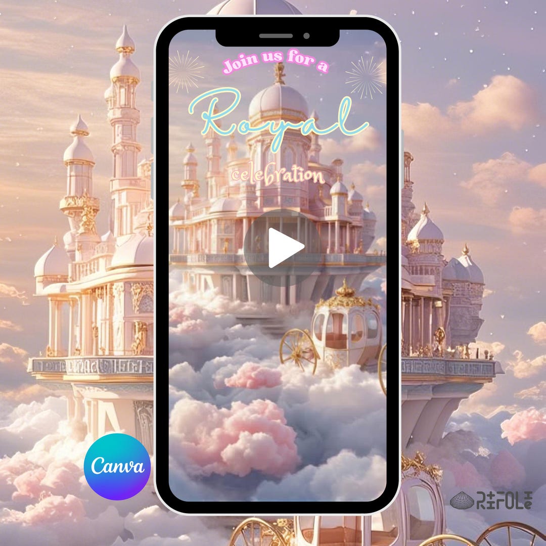 Royal Princess Castle Birthday Video Invite | Editable Fairytale Party ...