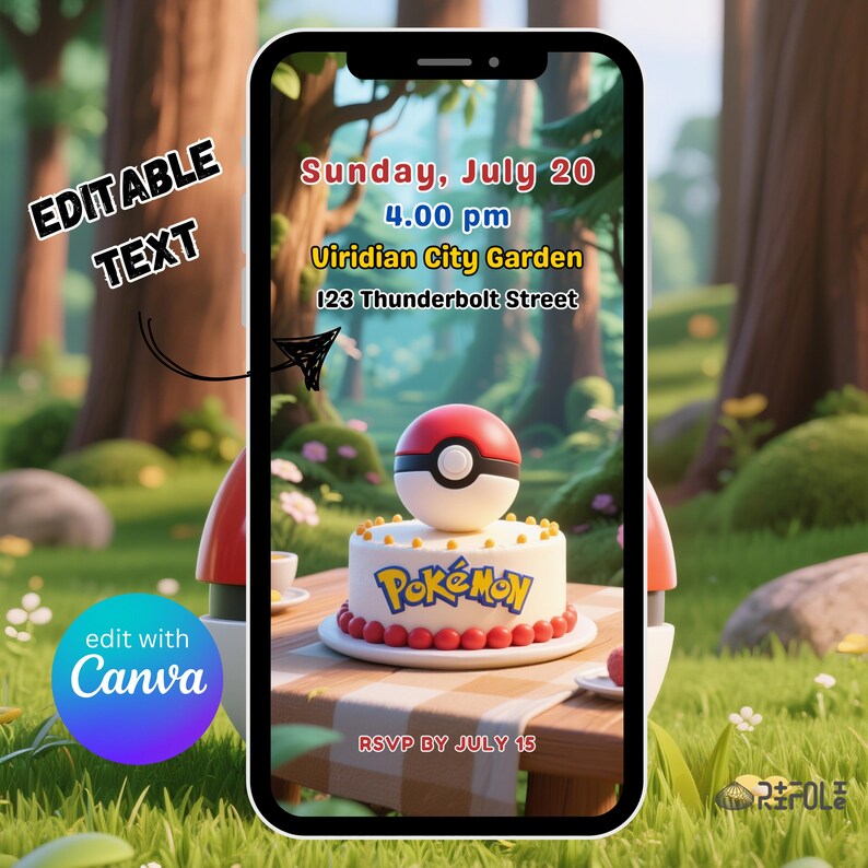 Pokemon Birthday Video Invitation Editable Template, Unique Pokemon ...