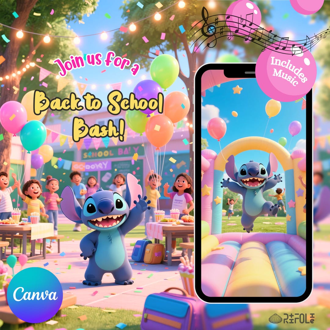 Stitch Invitation Back to School Party Invitation Stitch Back to School ...