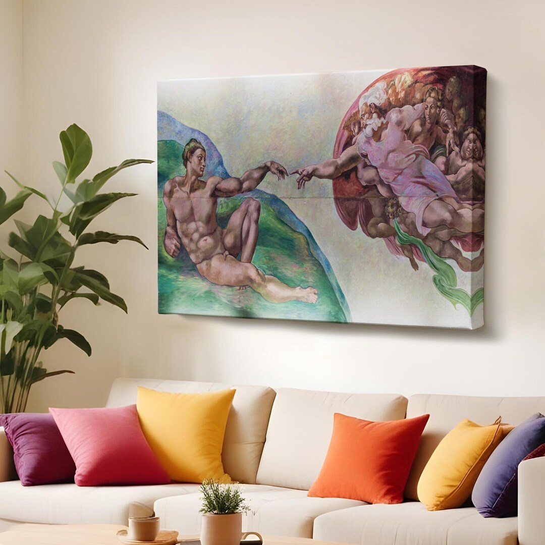 Creation of Adam With Outstretched Hands Canvas Painting, Adam's Hand ...