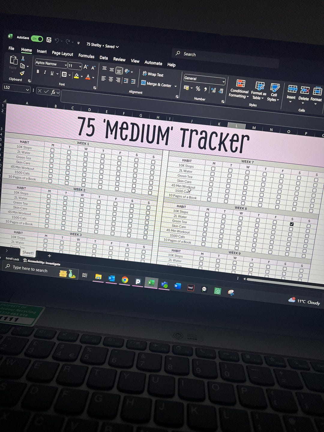 75 Medium - Editable Tracker - Etsy